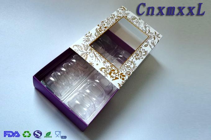 Pantone Color Biodegradable Macaron Box Packaging With Clear PVC Window