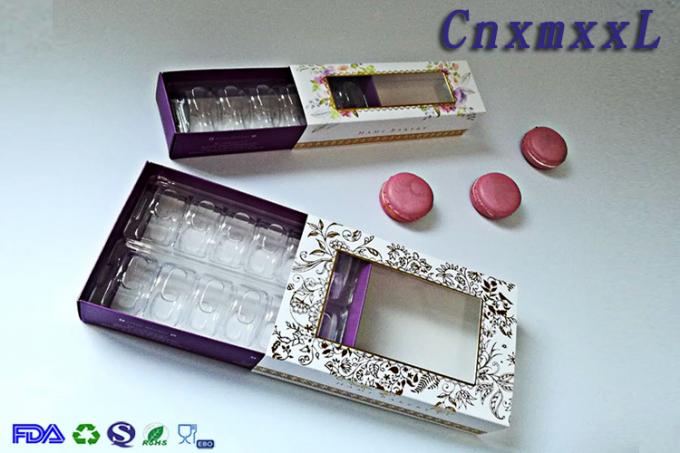 Pantone Color Biodegradable Macaron Box Packaging With Clear PVC Window