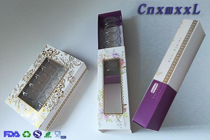 Pantone Color Biodegradable Macaron Box Packaging With Clear PVC Window
