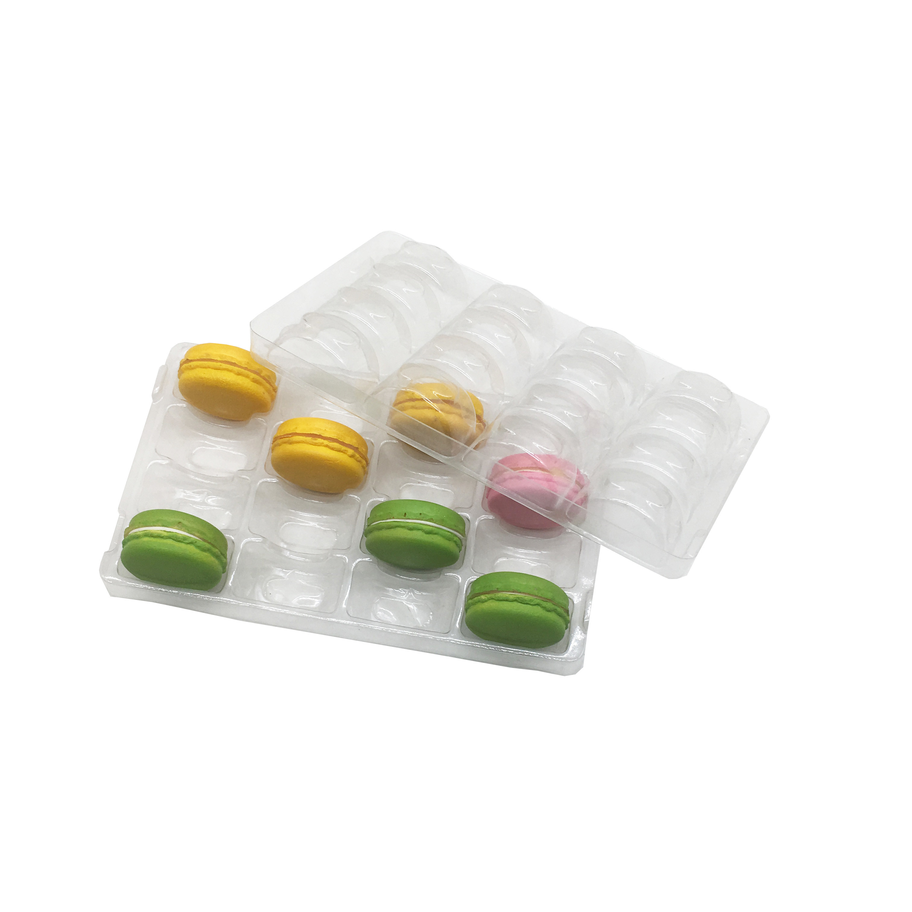 PVC 16 Pcs Macaron Blister Tray Transparent Macaron Display Tray